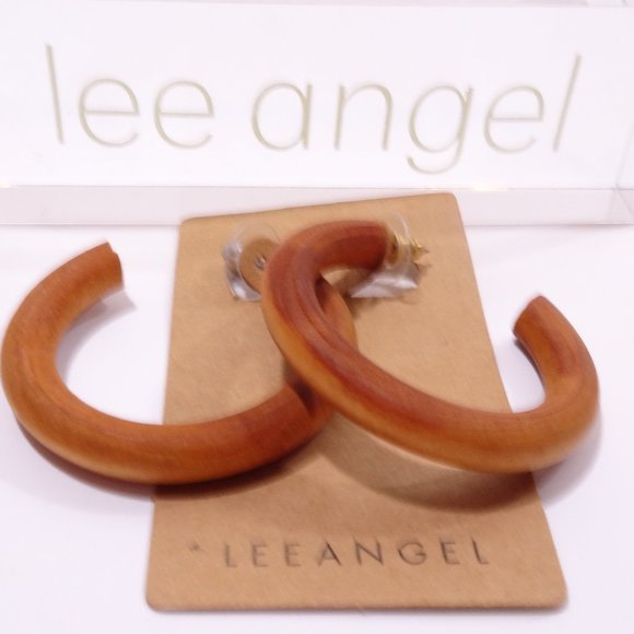 Lee Angel | Jewelry | Lee Angel Carved Wood Hoop Earrings Nwt 98 | Poshmark